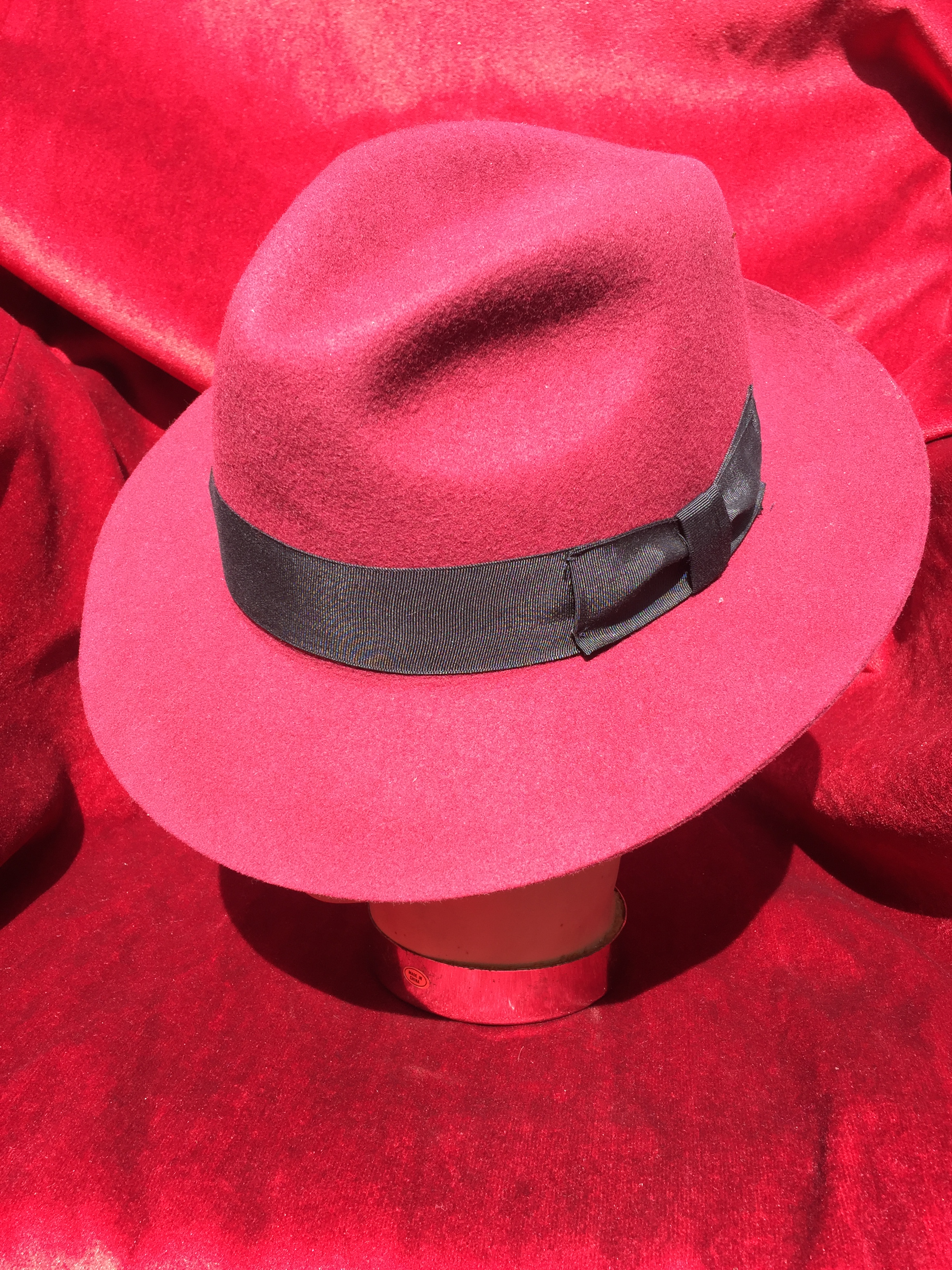Burgundy Trilby Hat - Masquerade
