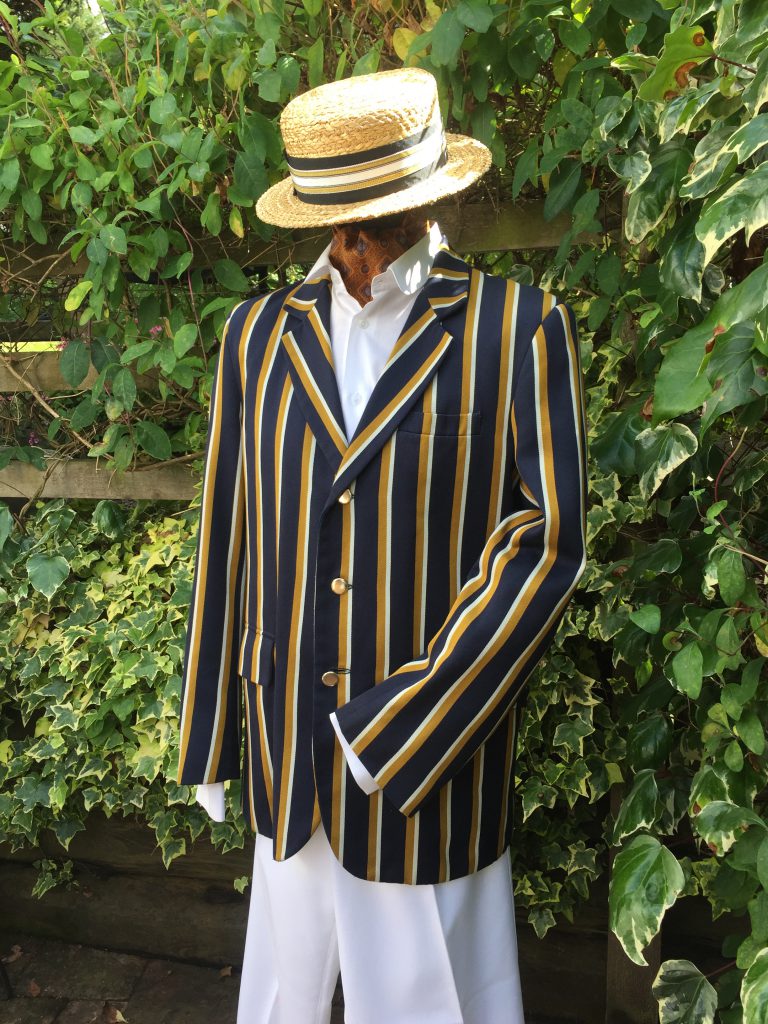 Gents Blue Striped Blazer & Boater - Masquerade