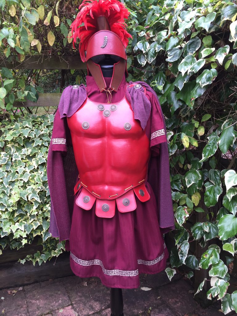 Mens Red Leather Roman Centurion Armour For Hire. Suits Of Armour