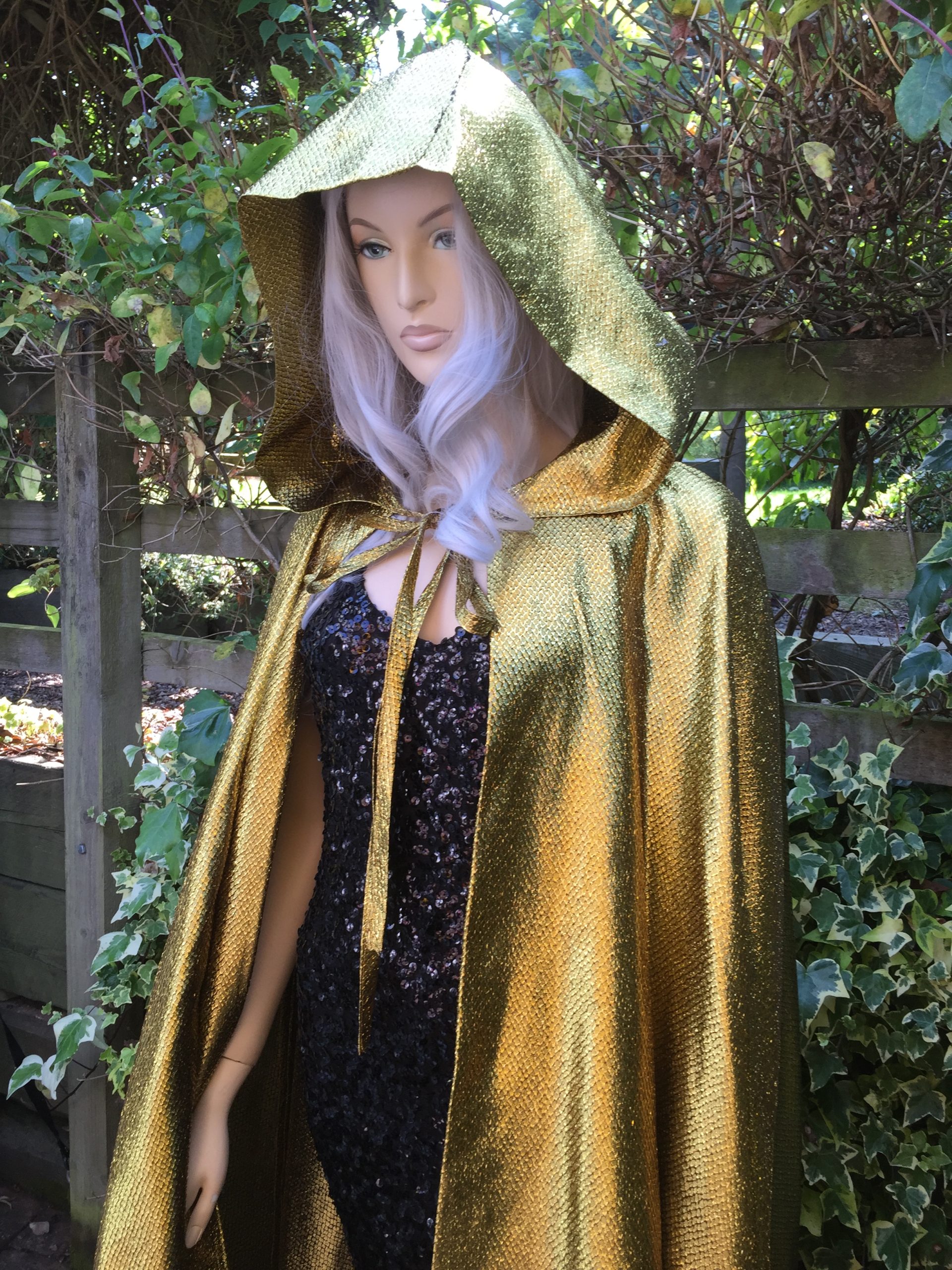 Masquerade Unisex Long Gold Hooded Cape For Hire. High Quality Capes To ...