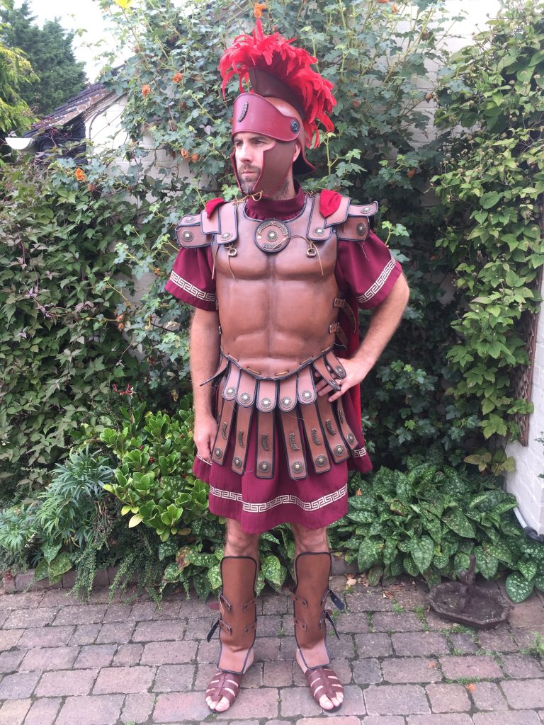 Mens Brown Leather Gladiator Costume To Hire. Gladiator Fancy Dress