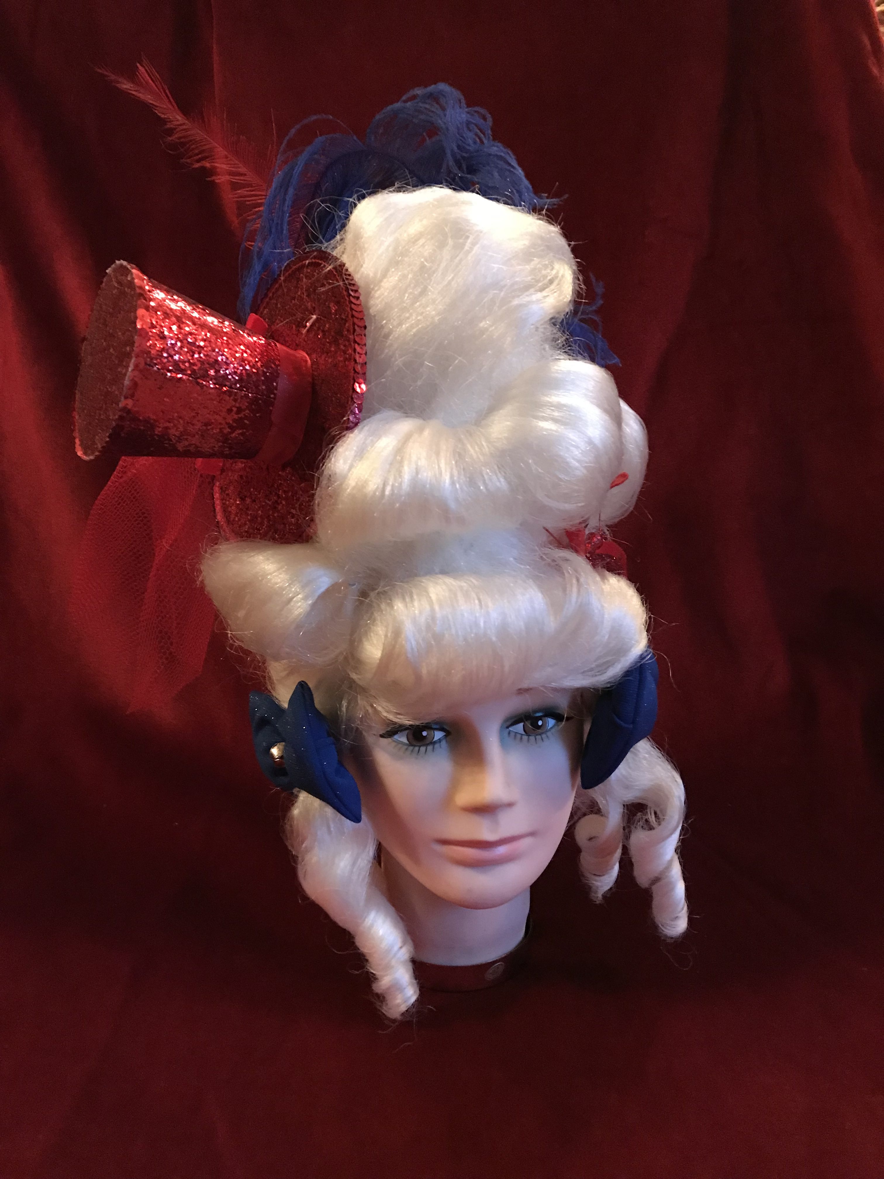 Union Jack Pantomime Dame Wig To Hire. Pantomime Dame Wigs