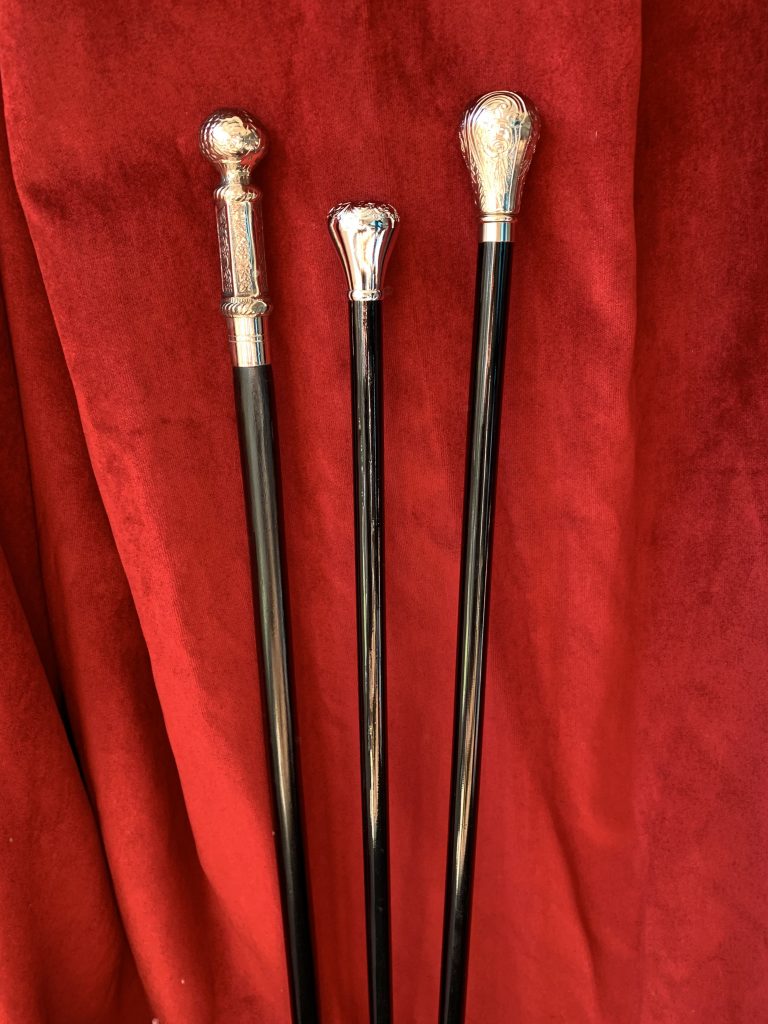 Gents Period Silver Top Cane For Hire. Ringmaster Cane, Vintage Cane