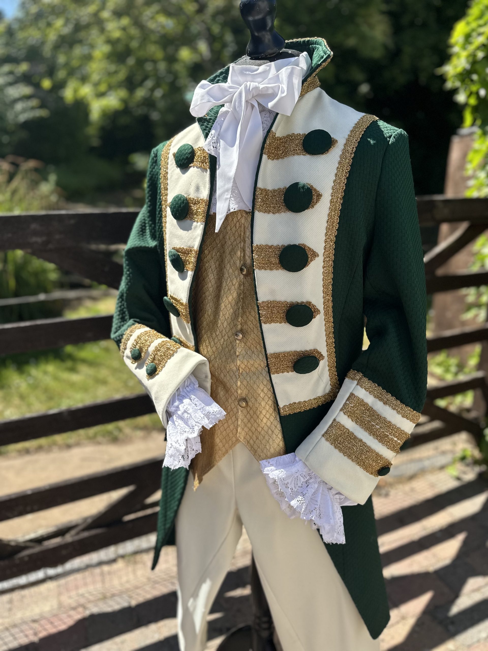 Masquerade Gents Green & Cream Footman Costume - Masquerade